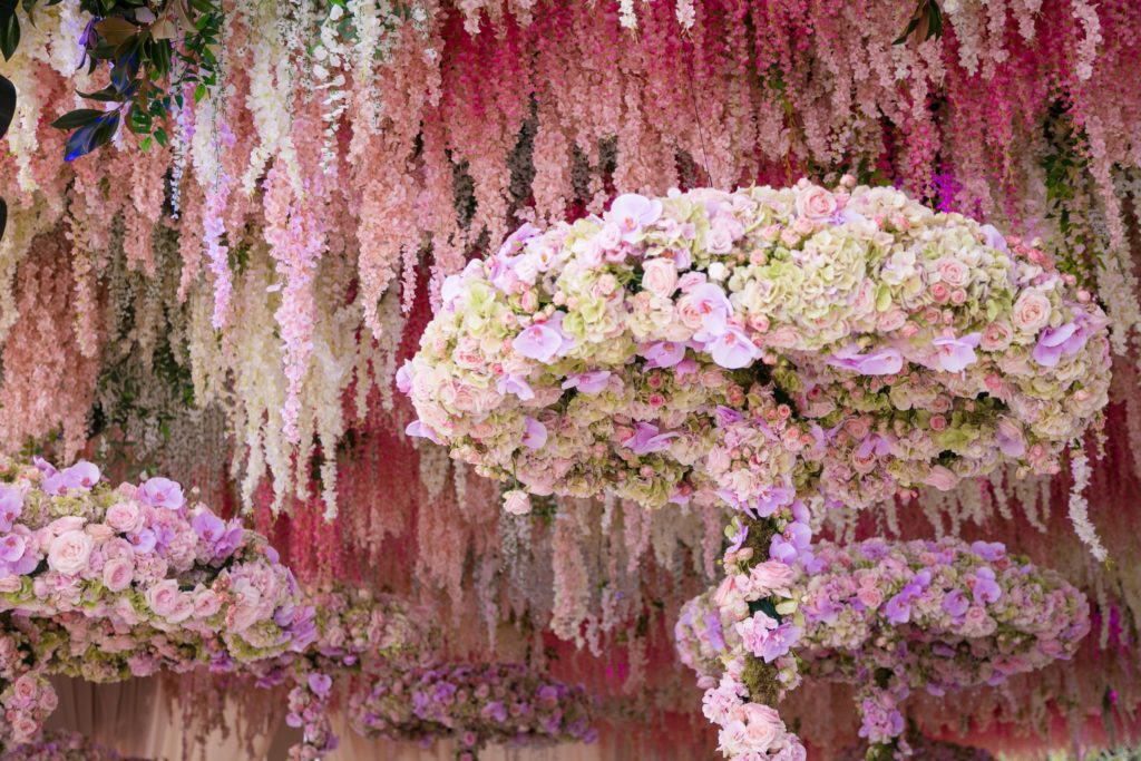 floral-ceiling-design-pink-wedding